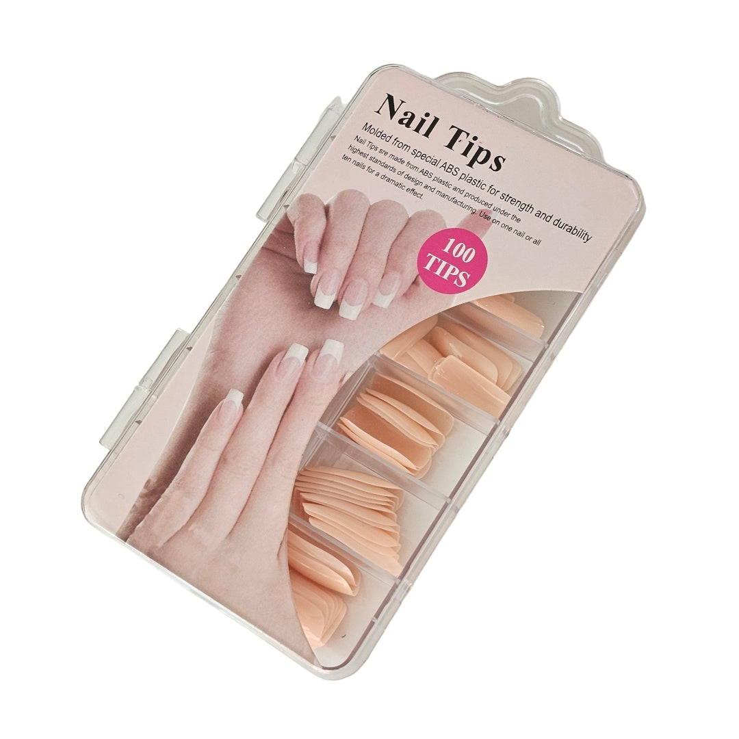 Set Tipsuri Pentru Unghii Patrat Nude Crem 100 pcs